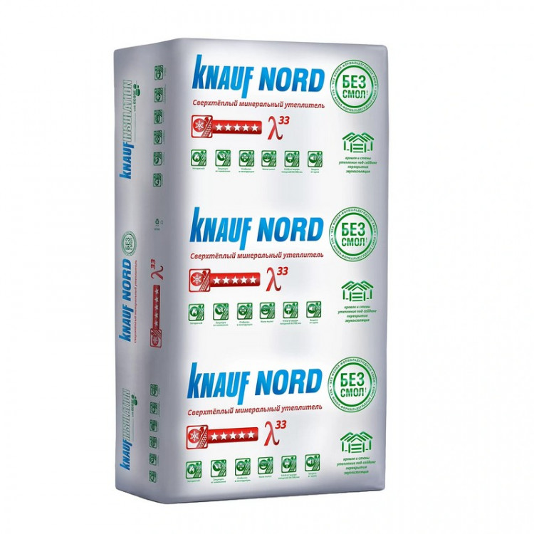 3 471 руб./уп., Knauf S33MR KNAUF NORD 6x100x600x1250 (4,5м2 0,45м3/уп ...